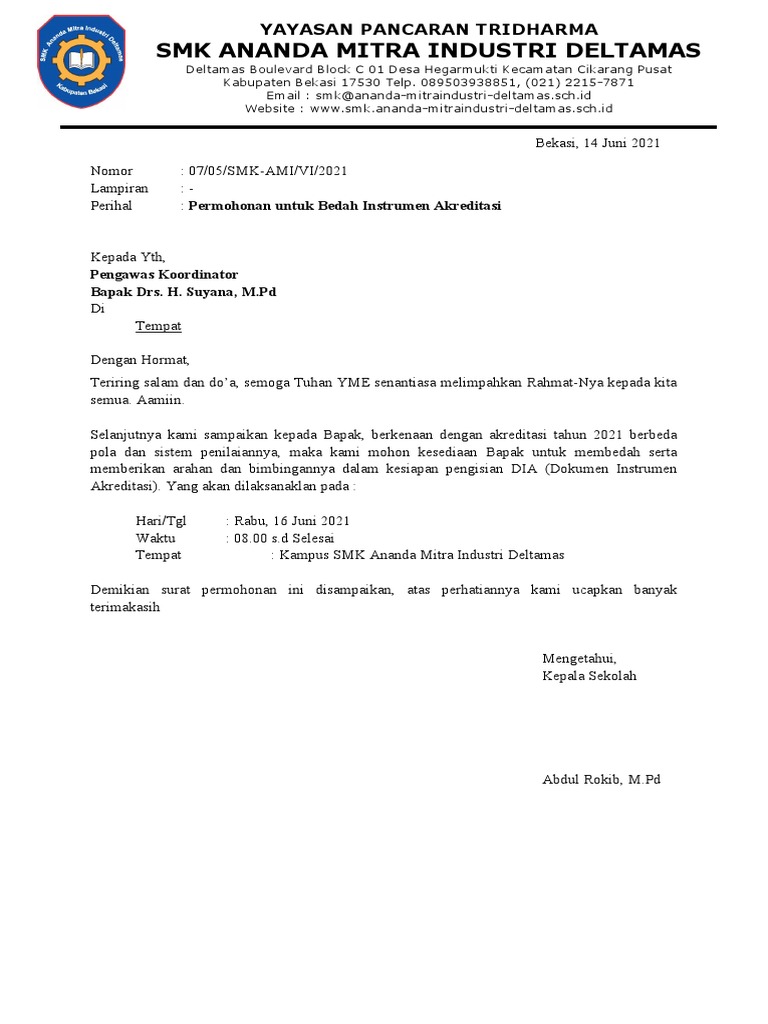 Surat Permohonan Pengawas | PDF