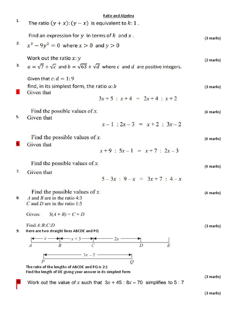 Exploring Ratios and Algebra Through Word Problems | PDF | Ratio ...