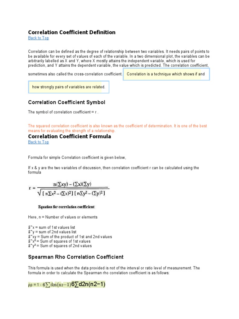 Correlation Coefficient Definition Pdf Correlation And Dependence