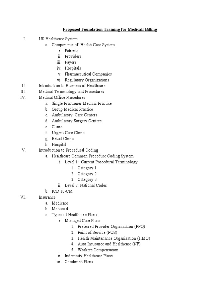 Proposed Foundation Training For Medical Billing | PDF | Medicare ...