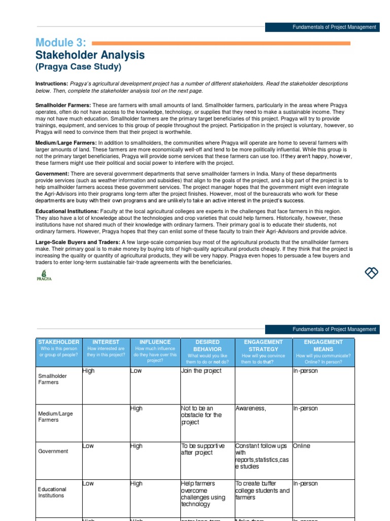 Stakeholder Analysis: (Pragya Case Study) | PDF | Smallholding | Economies