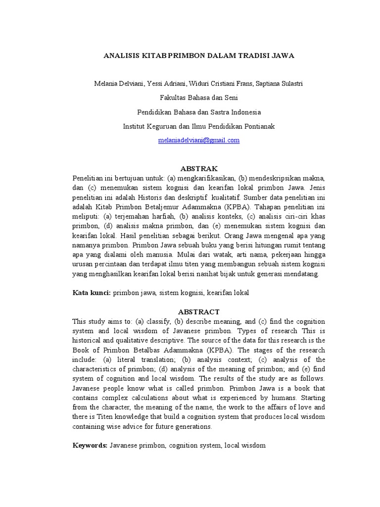 Artikel-Analisis Kitab Primbon Dalam Tradisi Jawa | PDF