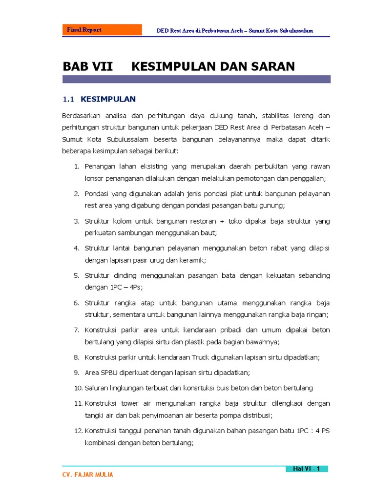 Bab 7 Kesimpulan & Saran Kr. Jambo Ayee | PDF