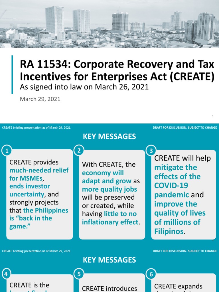 RA 11534 CREATE As Signed Into Law Briefing For FINEX | PDF