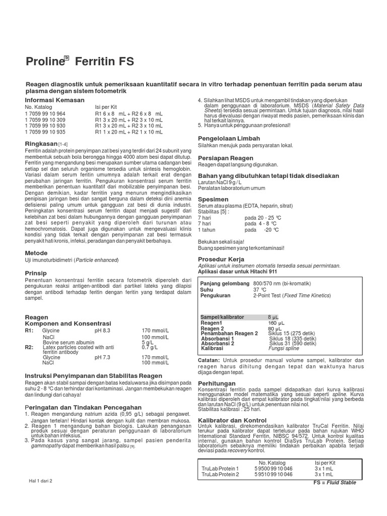 Pemeriksaan Kuantitatif Ferritin Serum | PDF