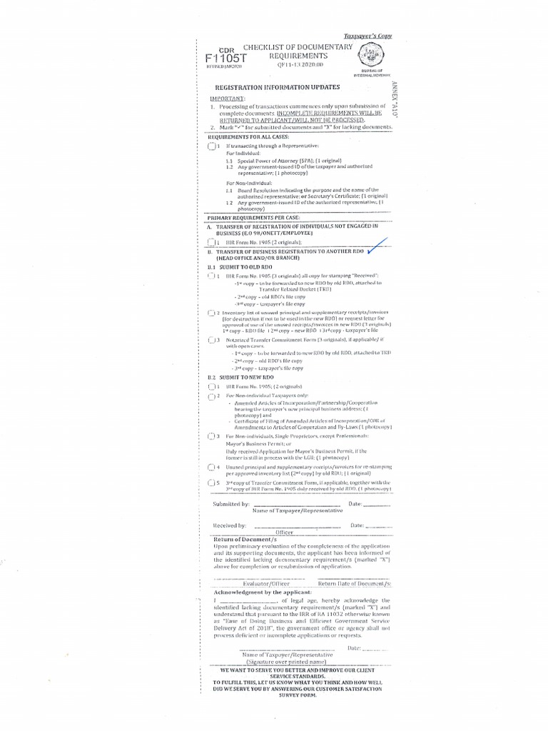 Transfer of Rdo Req. | PDF