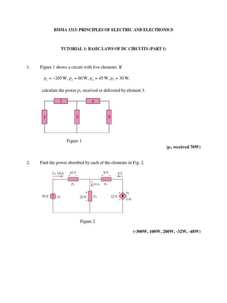 Tutorial 1 - Basic Laws DC Circuits (Part1) | PDF | Science & Mathematics