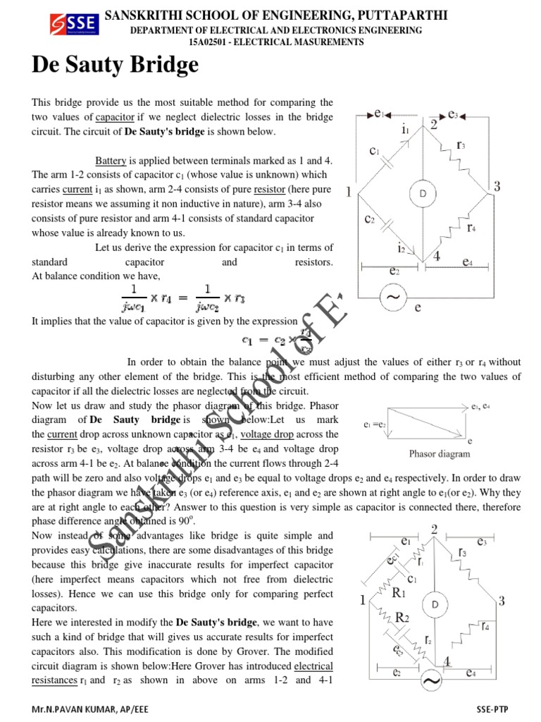 De Sauty Bridge: Department of Electrical and Electronics Engineering ...