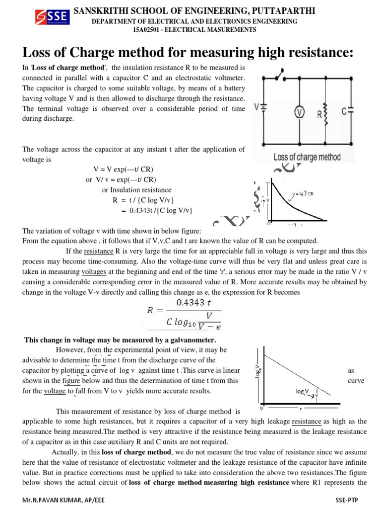 Measuring High Resistances Using the Loss of Charge Method: Principles ...
