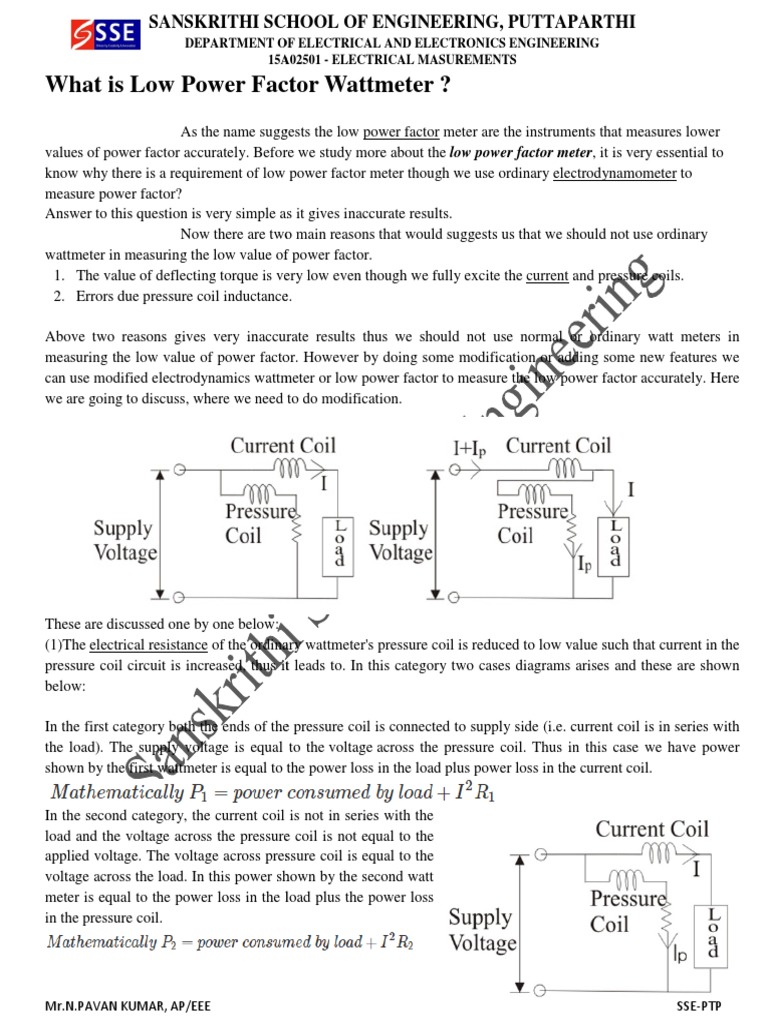 Low Power Factor Wattmeter | PDF | Inductor | Inductance