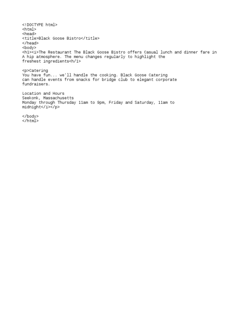 The Black Goose Bistro - HTML | PDF