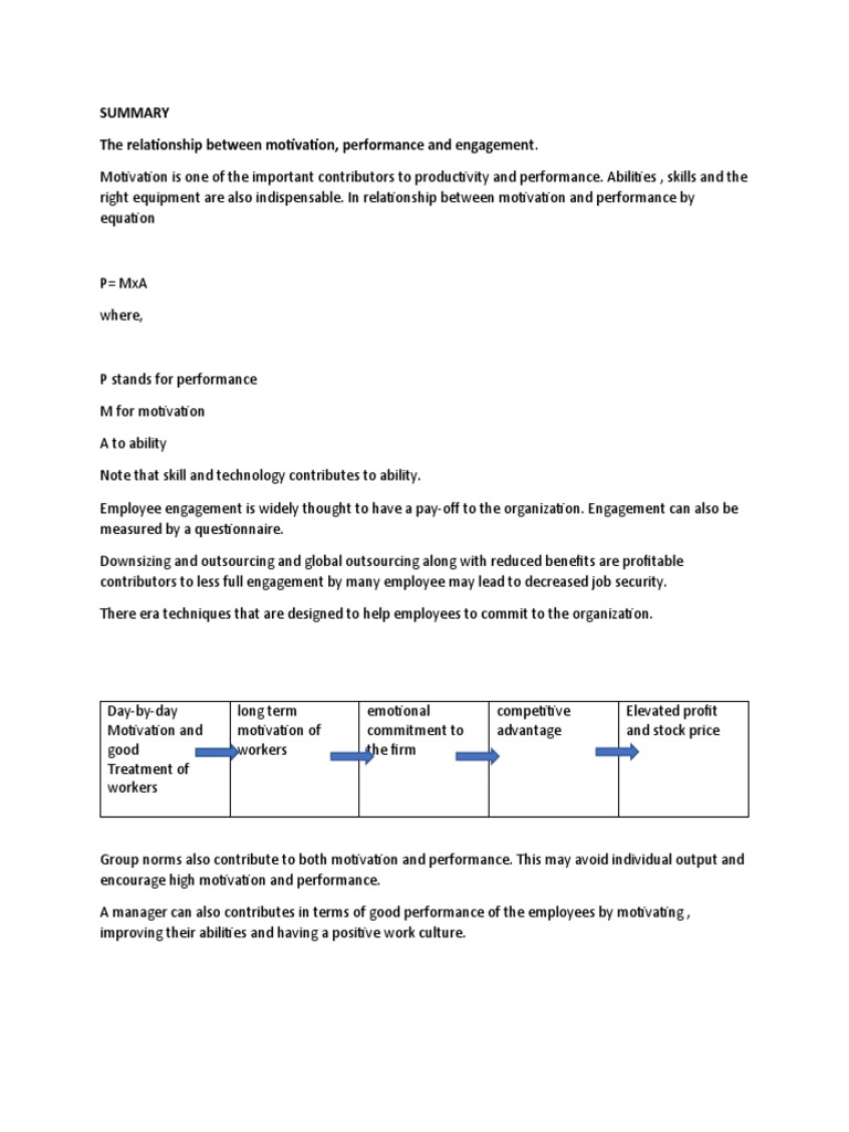 The Relationship Between Motivation, Performance and Engagement | PDF ...
