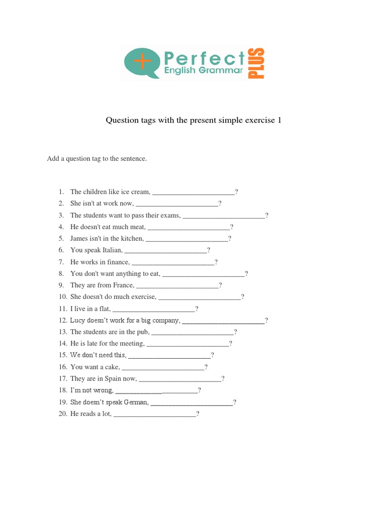 Question Tags Exercises | PDF | Question