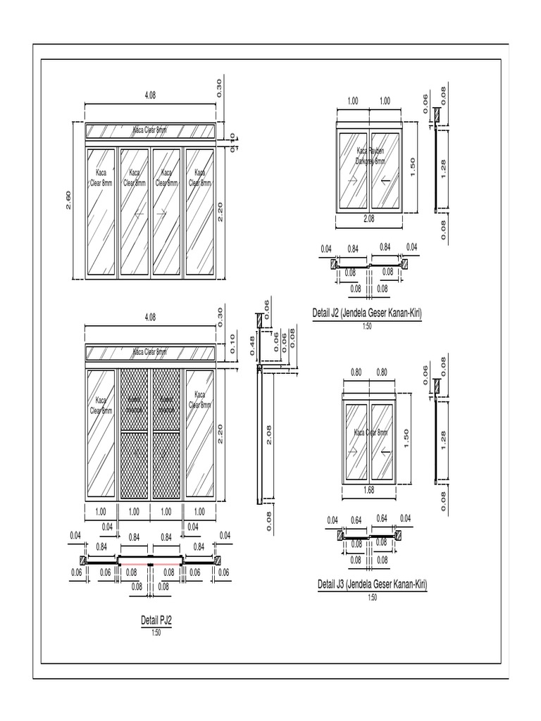 Detail J2 (Jendela Geser Kanan-Kiri) : Kaca Clear 8mm | PDF