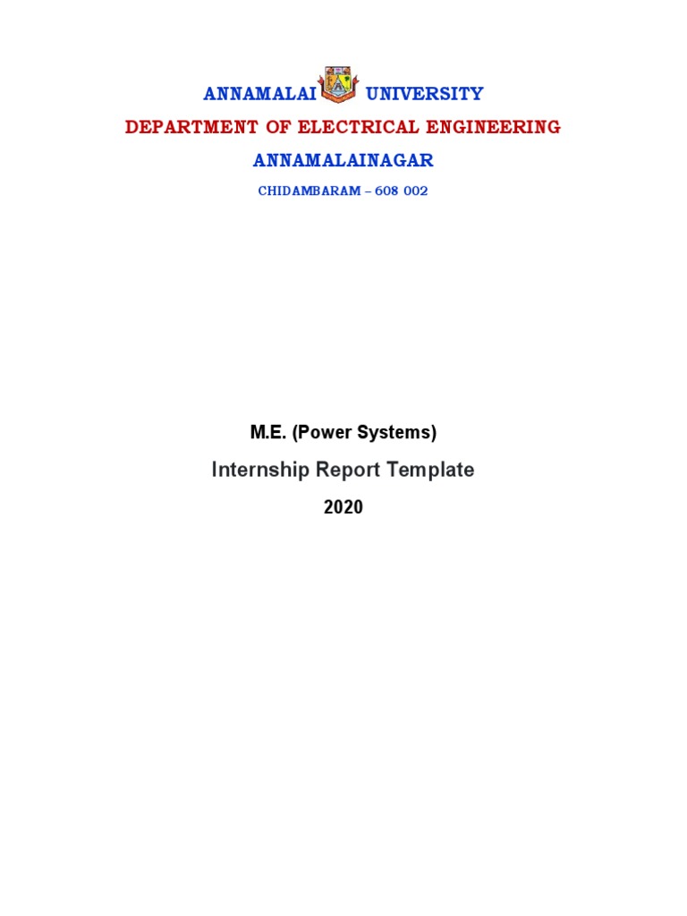 ME (Power System) Internship Report Template | PDF