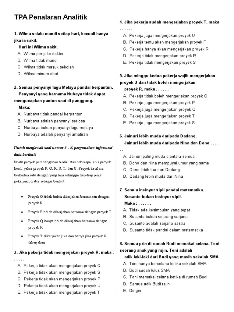 Soal TPA Penalaran Analitik | PDF