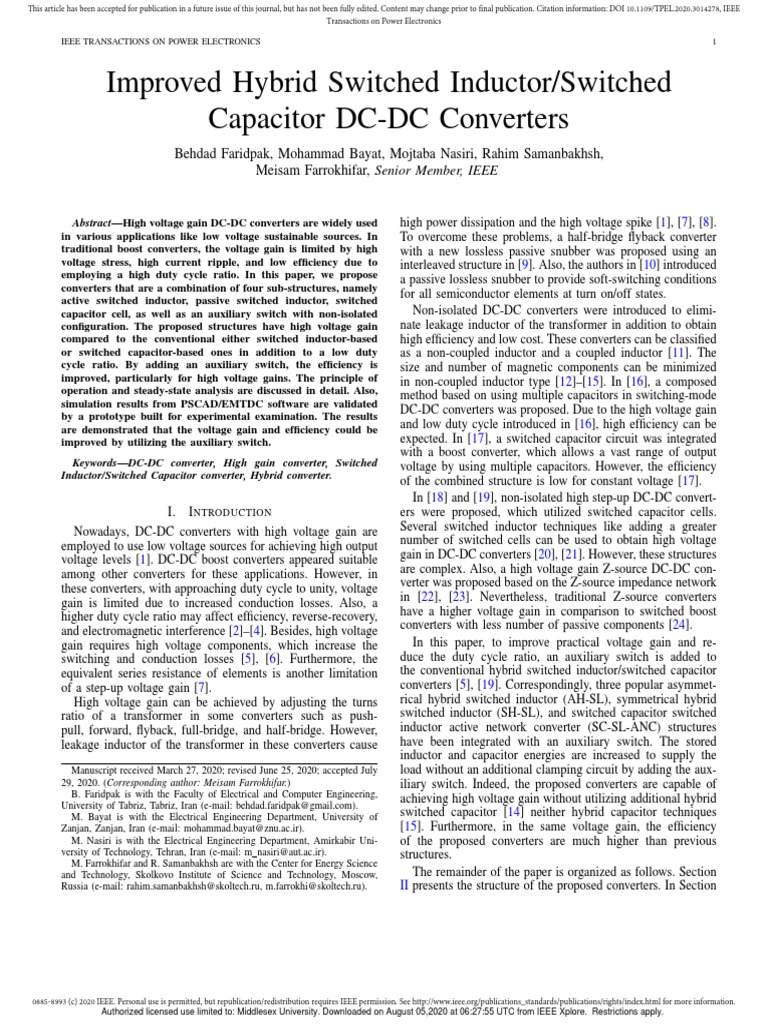 Improved Hybrid Switched Inductor Switched Capacitor Dc Dc Converters