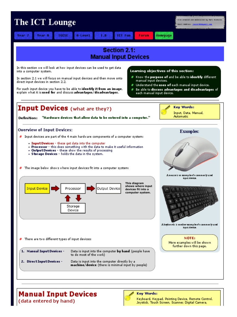 Manual Input Devices Guide | PDF | Image Scanner | Cursor (User Interface)