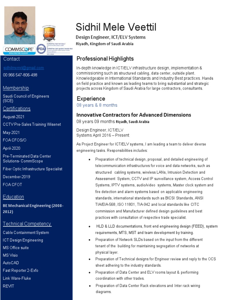 Sidhil - ICT Design Engineer | PDF | Data Center | Closed Circuit ...