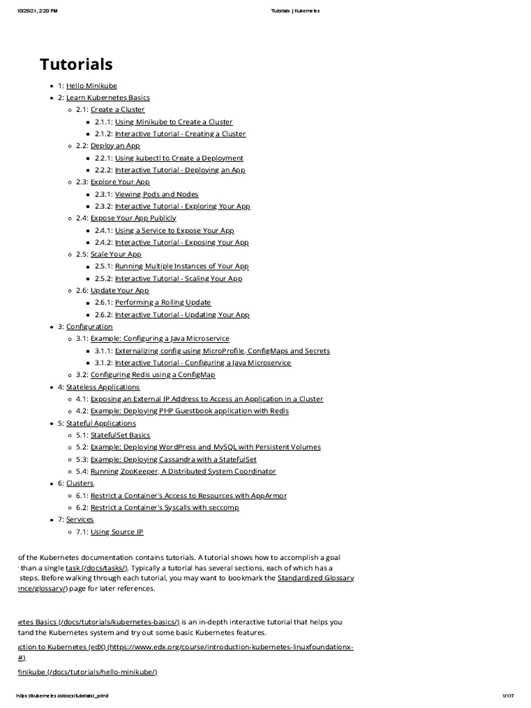 Tutorials Kubernetes Pdf Computer Cluster Port Computer