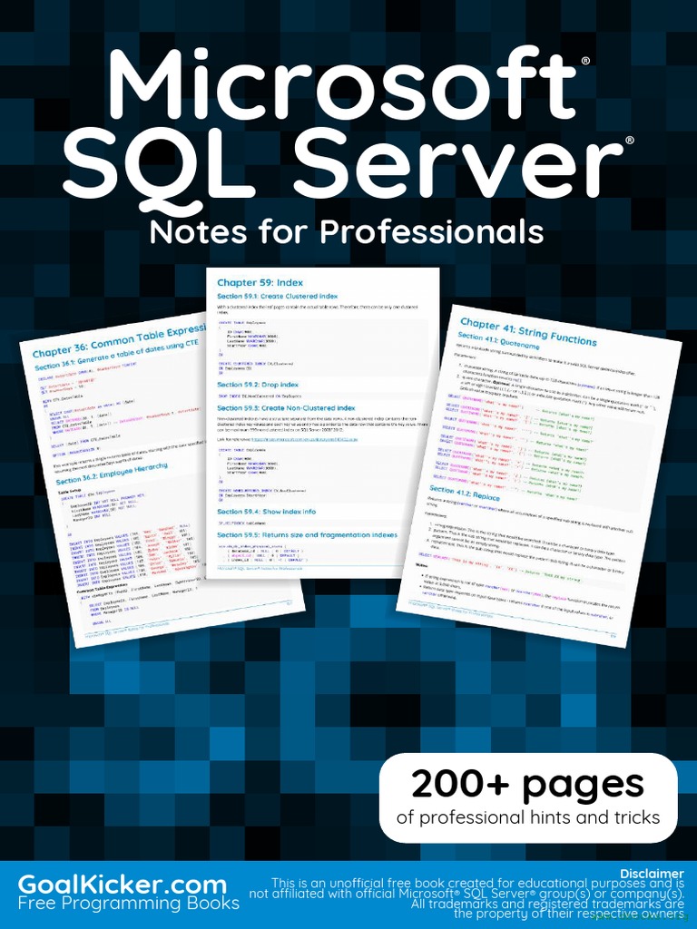 Microsoft SQL Server Notes For Professionals | PDF | Microsoft Sql ... Microsoft SQL Server Notes For Professionals | PDF | Microsoft Sql ...