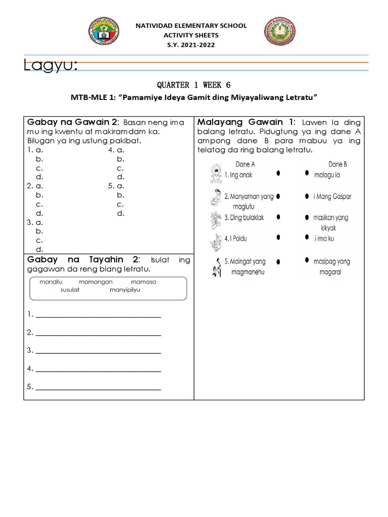 Activity Sheets Week 6 Complete | PDF