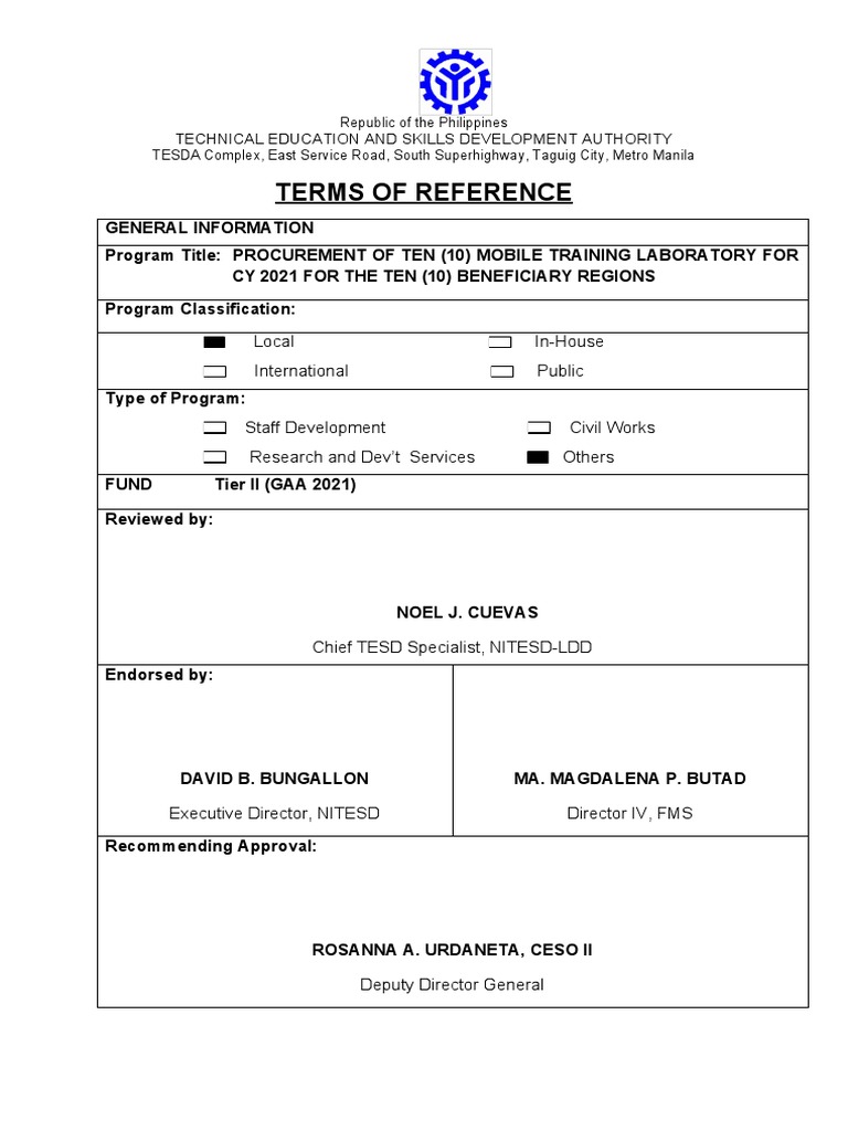 Terms of Reference Example | PDF | Specification (Technical Standard ...