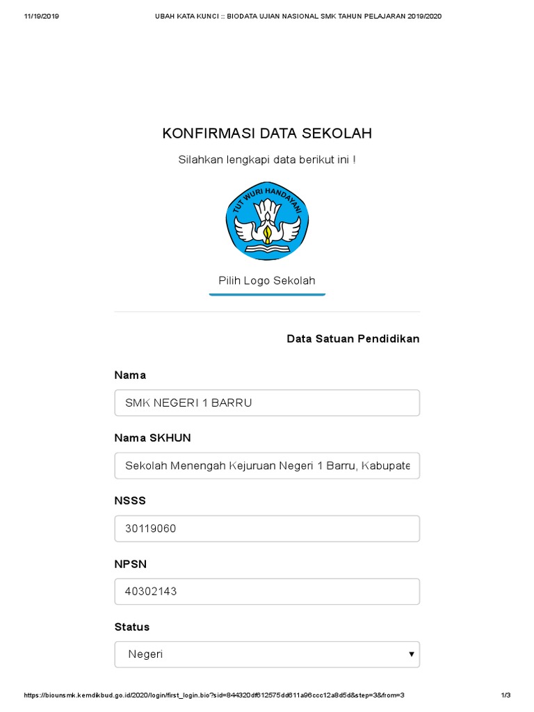 Data NSS Sekolah SMKN 1 Barru | PDF