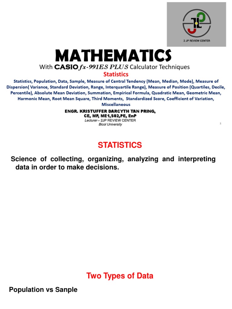 Statistics 2 | PDF | Mean | Root Mean Square