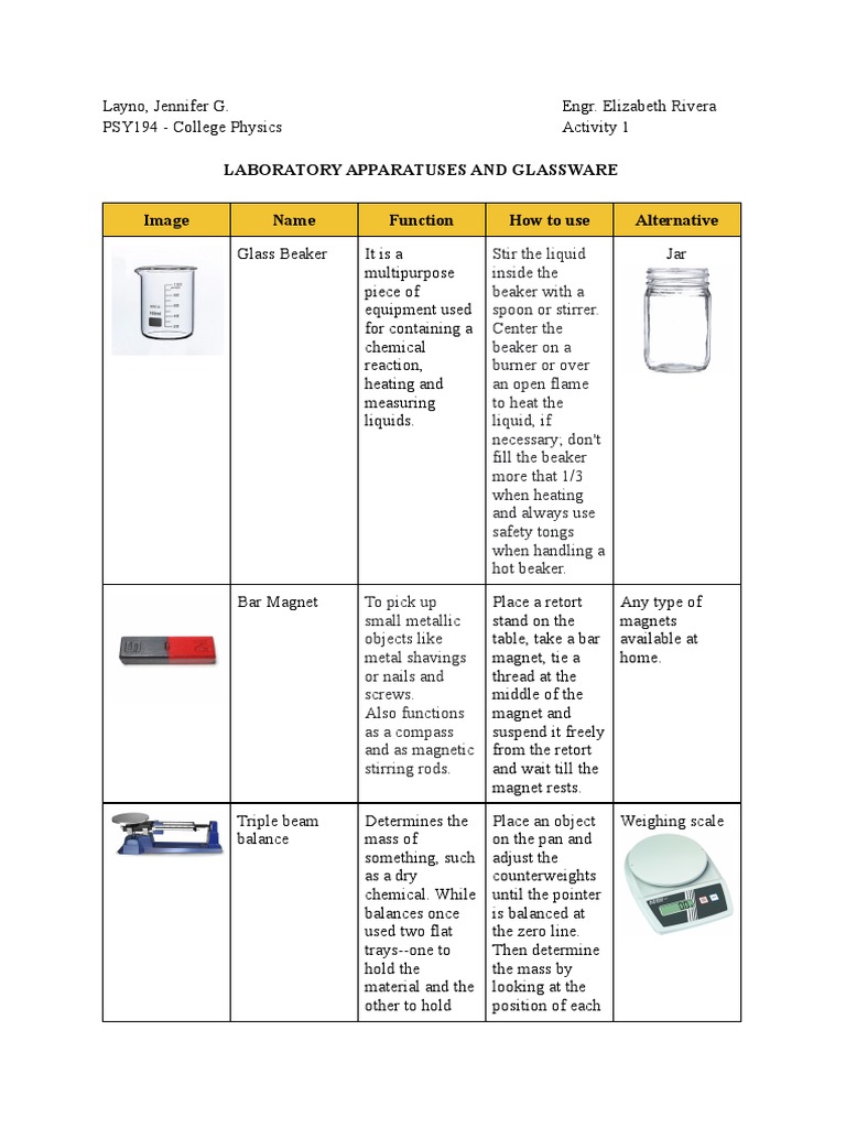 Essential Laboratory Equipment Guide | PDF | Pendulum | Weight