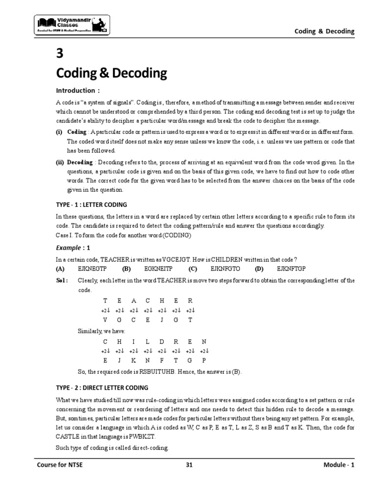 Coding & Decoding | PDF | Code | Numbers