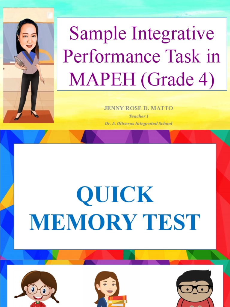 Sample Integrative Performance Task in MAPEH (Grade 4) : Jenny Rose D ...