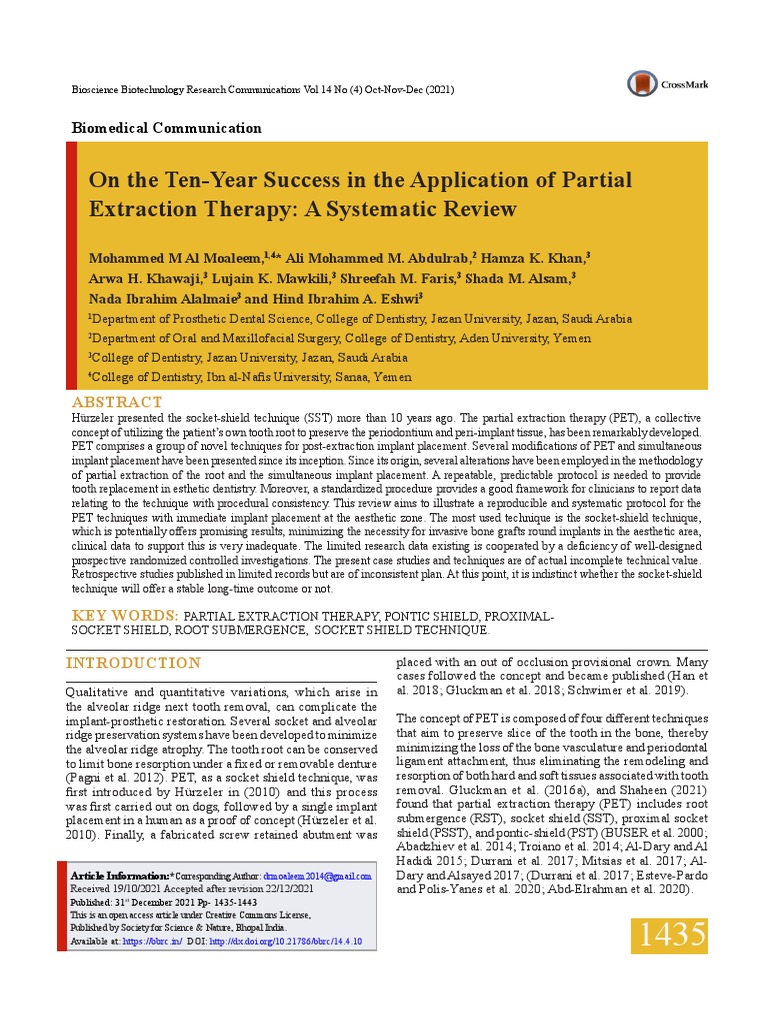 On The Ten-Year Success in The Application of Partial Extraction ...