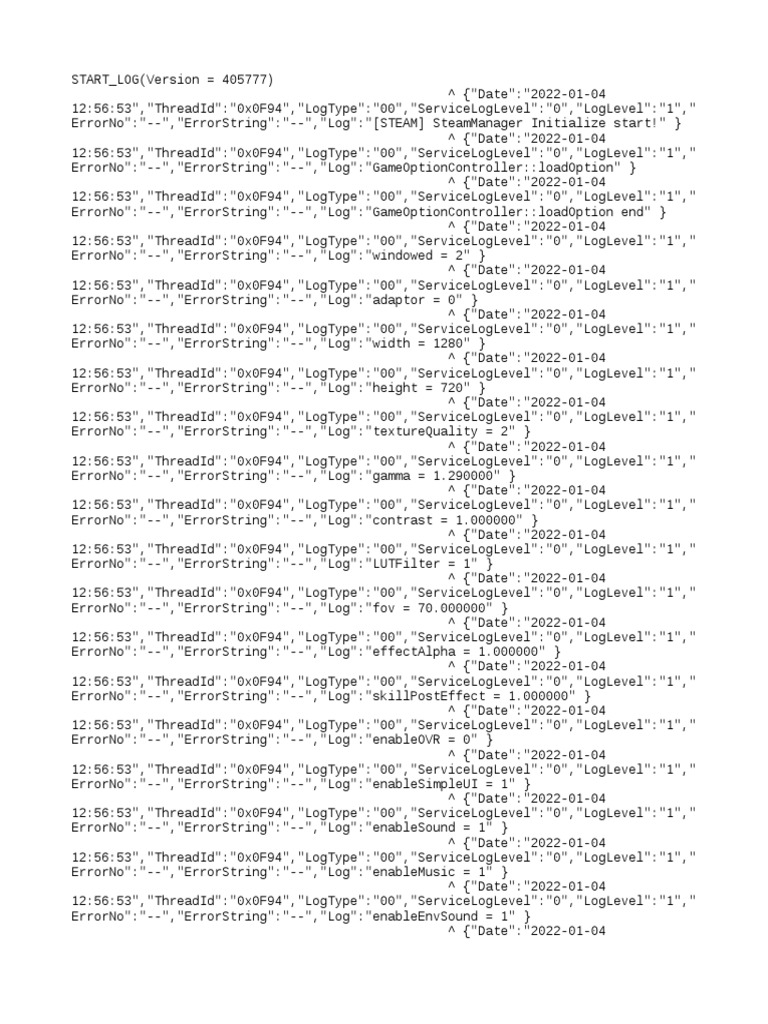 Game Startup Log Recording Initialization and Configuration Settings | PDF | Computer ...