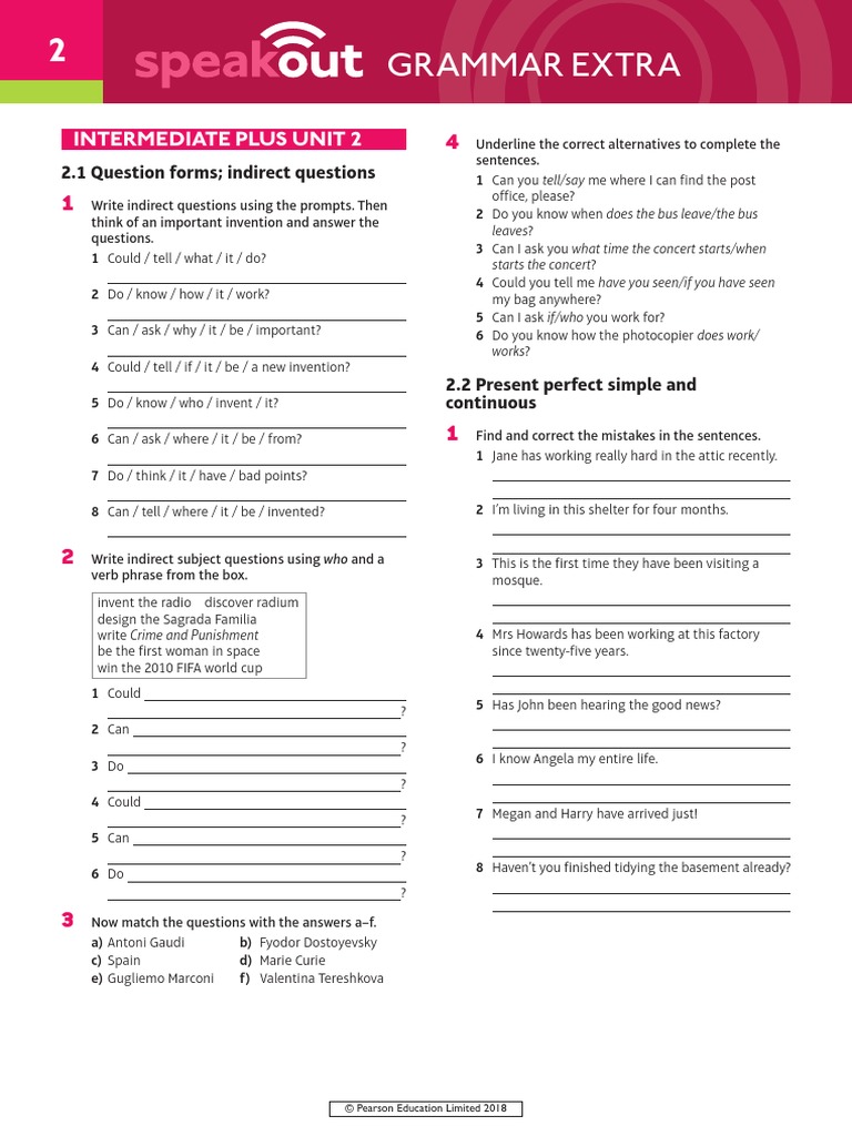 Grammar Extra: Intermediate Plus Unit 2 | PDF