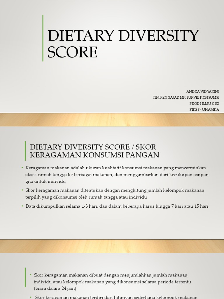 K-13 Dietary Diversity Score | PDF