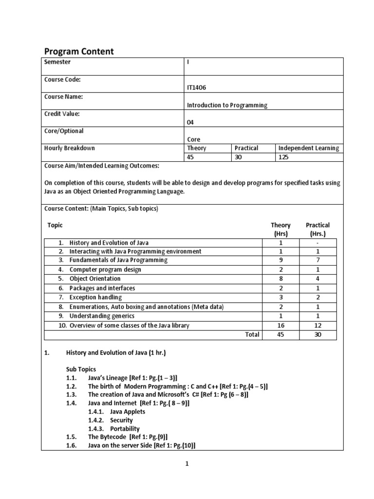 It1406 Introduction To Programming Pdf Java Programming Language Variable Computer