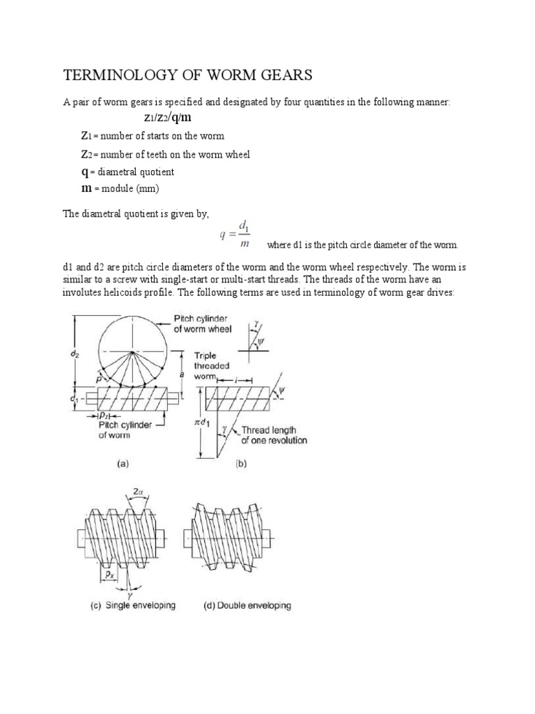 TERMINOLOGY OF WORM GEARS F Analaysis | PDF | Gear | Angle