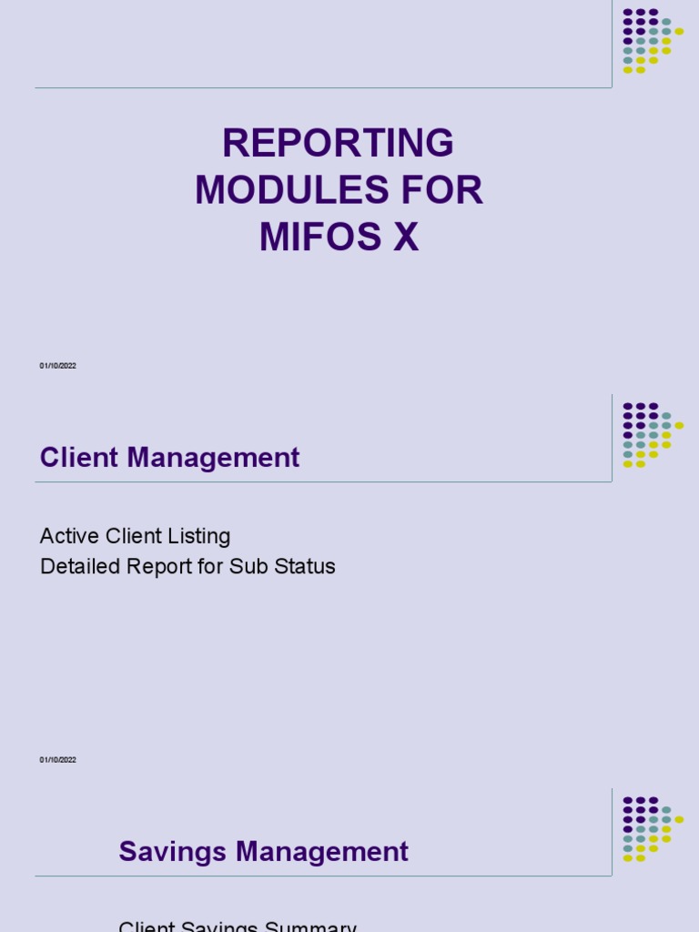 Reporting Modules For Mifos X | PDF