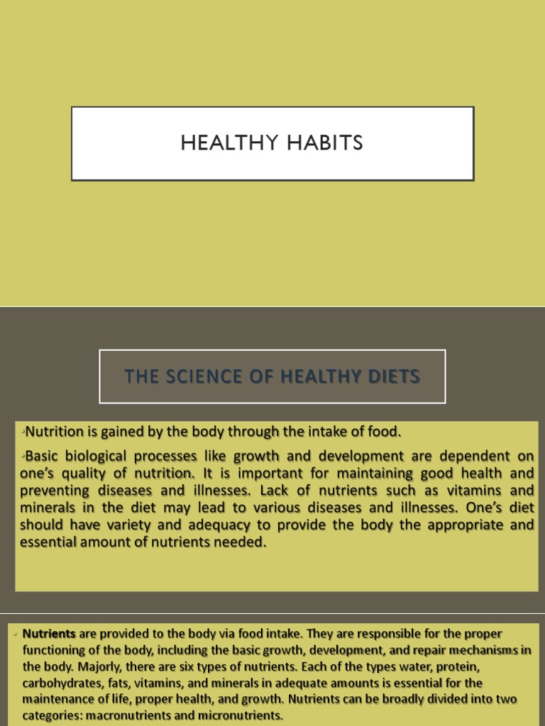 Healthy Habits PPT Grade 11 | PDF | Nutrients | Diet & Nutrition