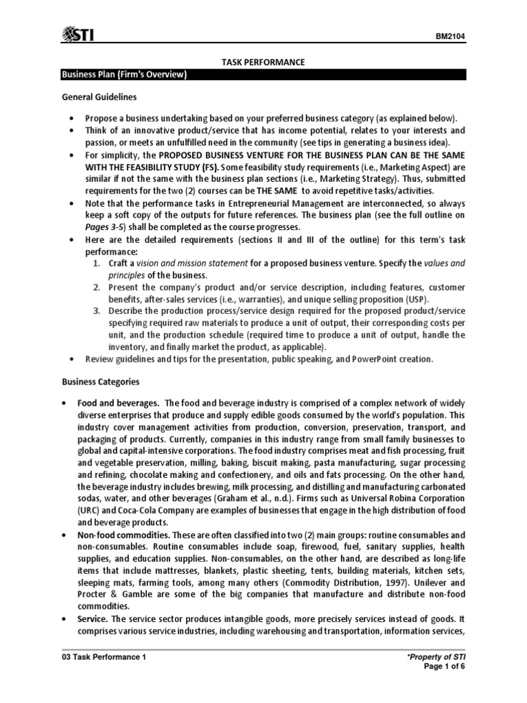 03 Task Performance 1 | PDF | Marketing | Foods