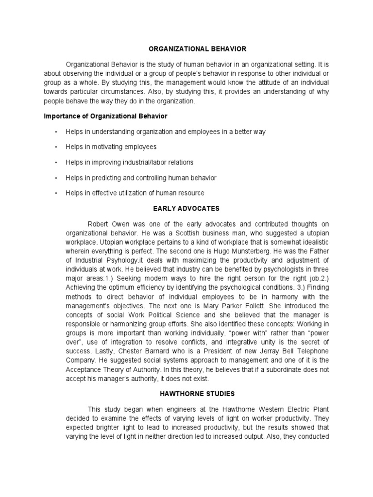 Organizational Behavior WR | PDF | Organizational Behavior | Attitude ...