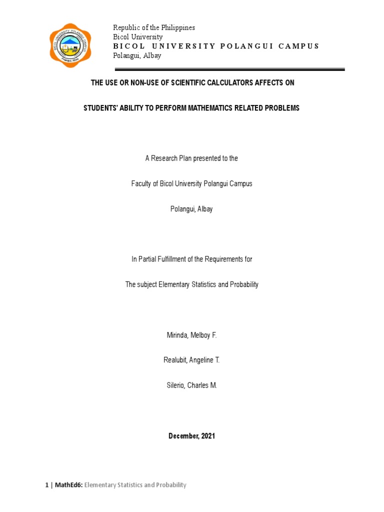 Bicol University Polangui Campus: Elementary Statistics and Probability ...