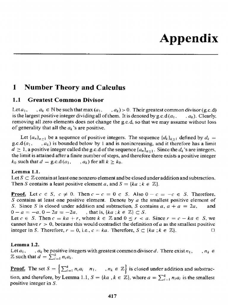 L7-Lemma Proof Number Theory-Bremaud Appendix | PDF | Integer | Sequence