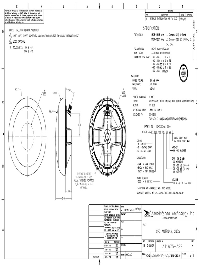 AT1675-382 Blueprint | PDF | Antenna (Radio) | Electrical Engineering