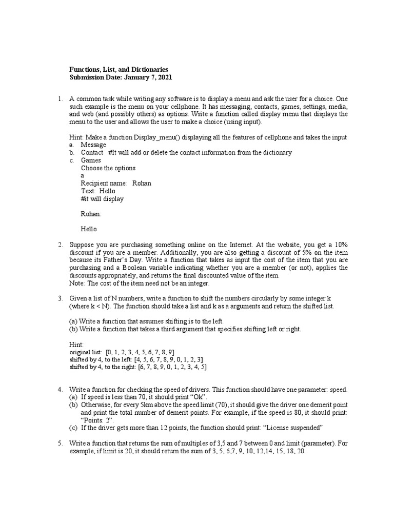 Assignment 3 Pdf Parameter Computer Programming Function Mathematics