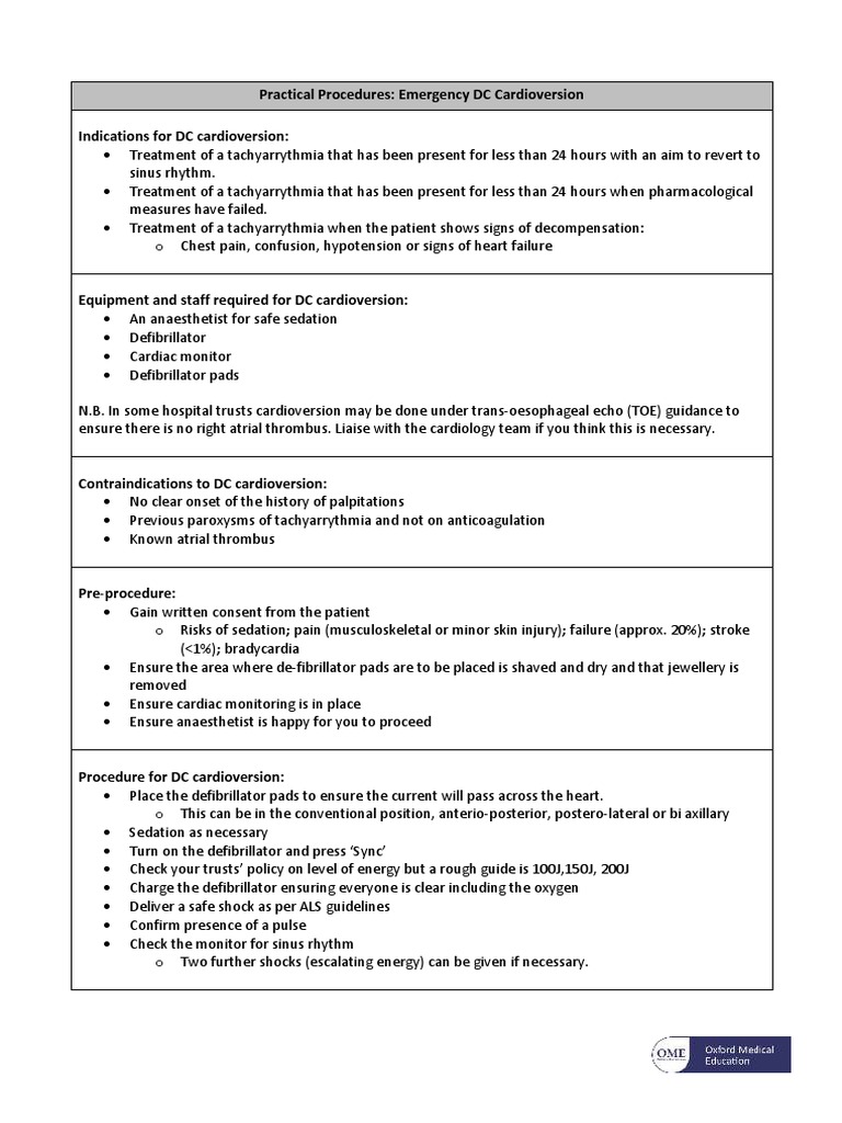 Practical Procedures: Emergency DC Cardioversion Indications For DC ...