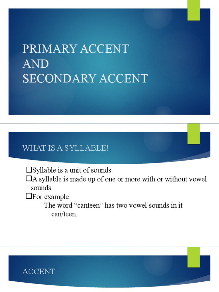 Simple Explanation of Primary Accent & Secondary Accent | PDF