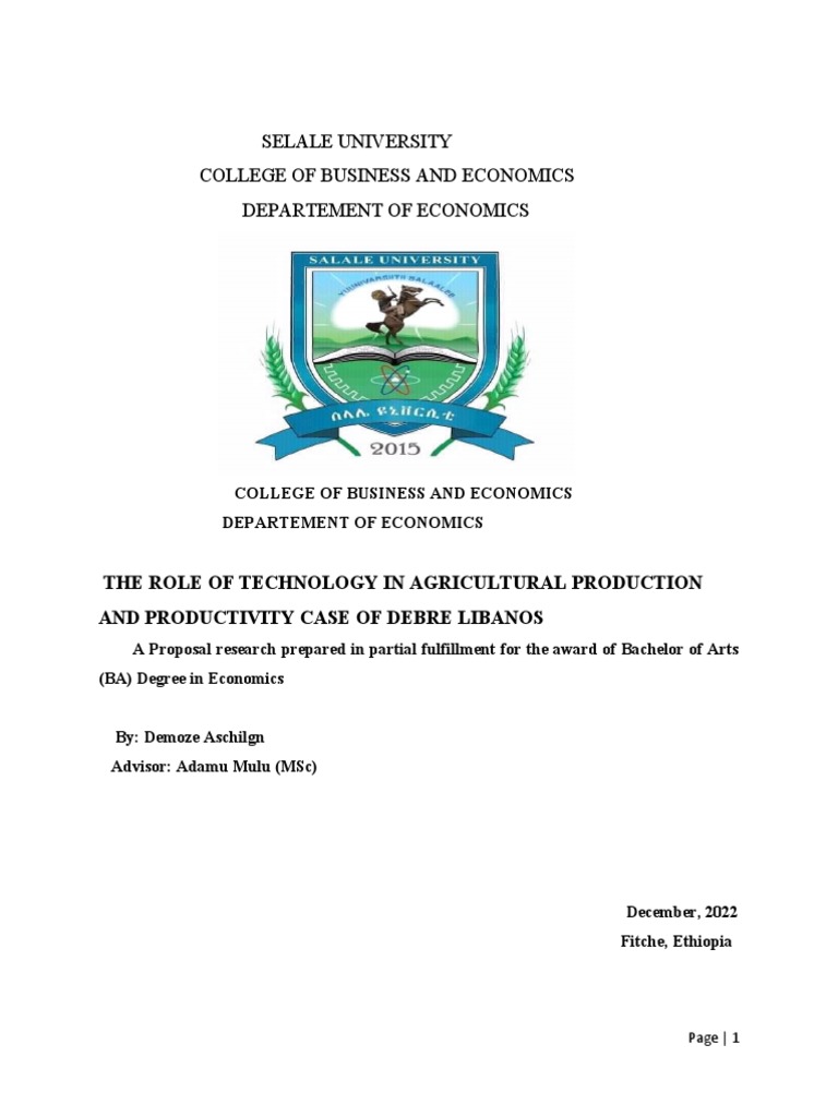 Selale University College of Business and Economics Departement of ...