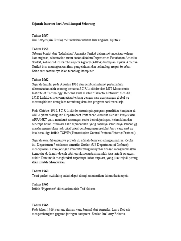 Sejarah Internet Dari Awal Sampai Sekarang | PDF